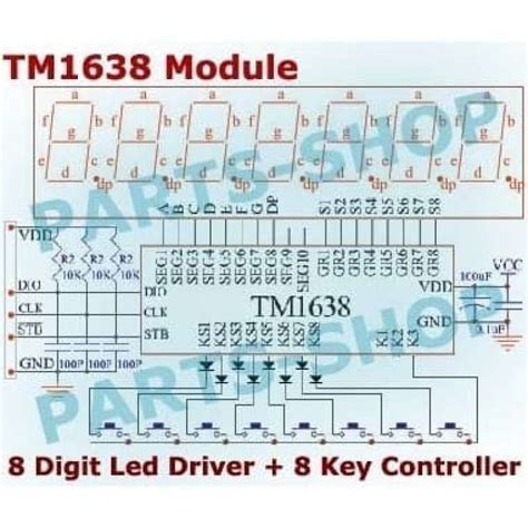 Jual Tm1638 Trainer Module Io Input Output 8 Bit Digit 7 Segment Led