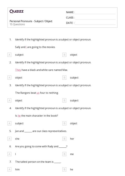 50 Vague Pronouns Worksheets For 7th Grade On Quizizz Free And Printable
