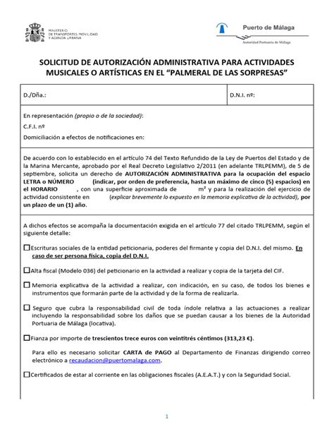 Solicitud Autorizacion Administrativa Actividades Palmeral 2 Pdf