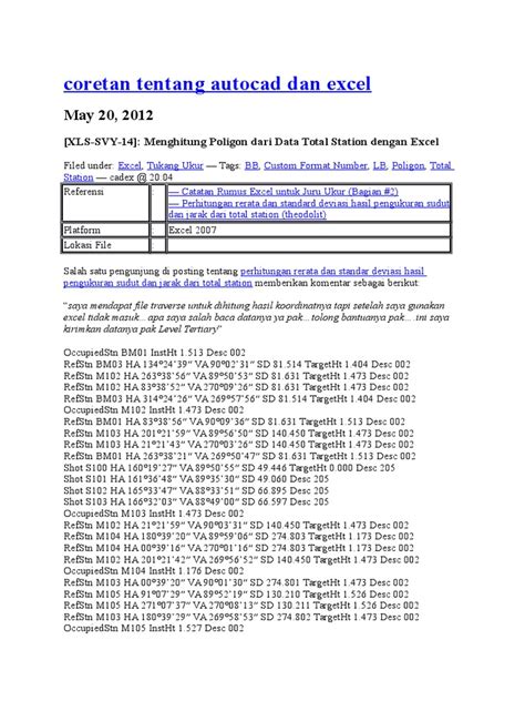 Coretan Tentang Autocad Dan Excel Pdf