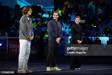 Zhang Zhizhen Roger Federer Li Na Show Up At Federers Fan Day On News Photo Getty Images