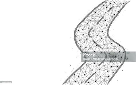 도로 낮은 폴리 디자인 여행 추상 기하학적 이미지 방향 와이어 프레임 메쉬 흰색 배경에 포인트와 선으로 만든 다각형 벡터 그림