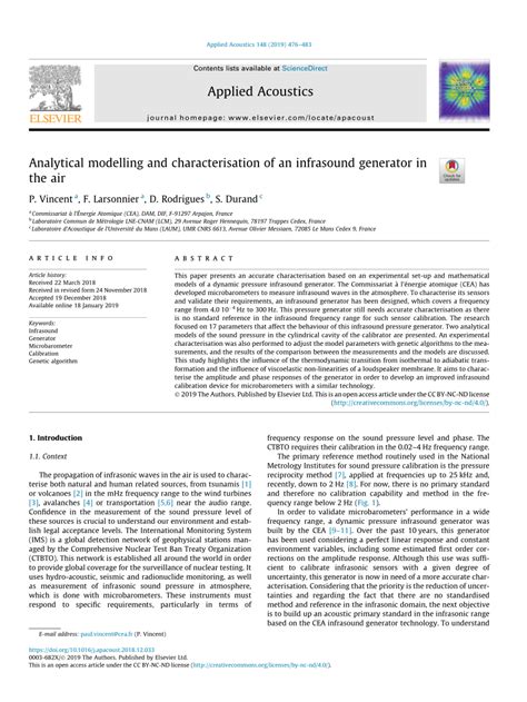 Pdf Analytical Modelling And Characterisation Of An Infrasound Generator In The Air