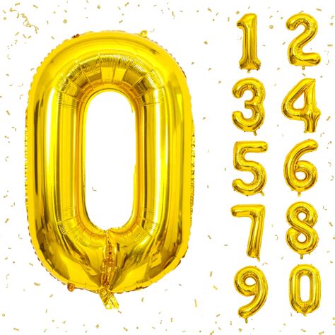 40 Inch Gold Number Balloons Helium Mylar Foil Number Balloons For