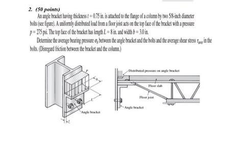 solved 2 50 points an angle bracket having thickness