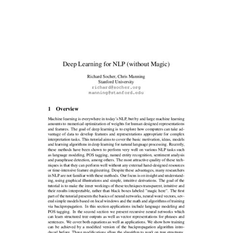 Deep Learning For Nlp Without Magic Acl Anthology