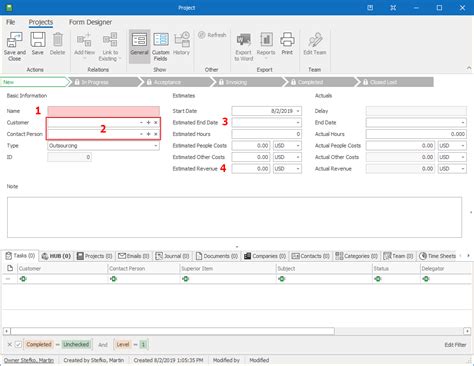 Create Projects Manually In Eway Crm The Best Crm For Outlook