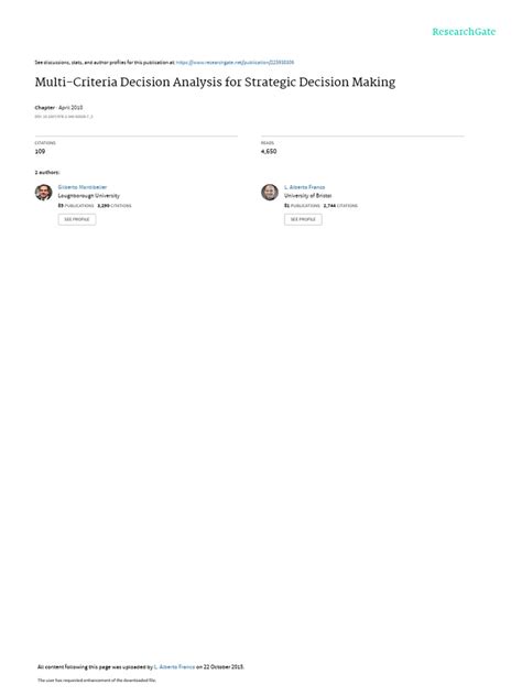 Multi Criteria Decision Analysis For Strategic Pdf Scenario Planning Decision Making