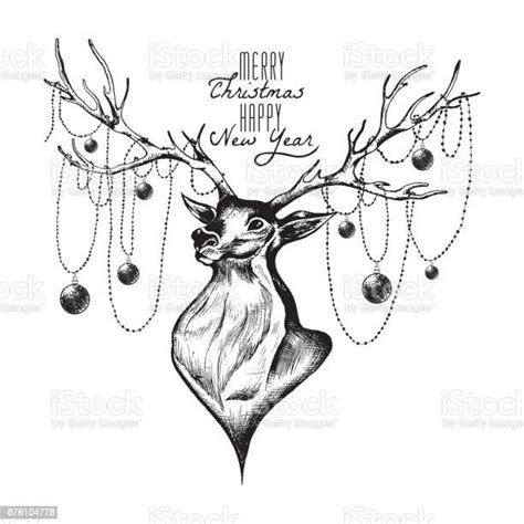 귀여운 사슴 메리 크리스마스와 행복 한 새 해 엽서 벡터 일러스트 12월에 대한 스톡 벡터 아트 및 기타 이미지 12월 1월 계절 Istock