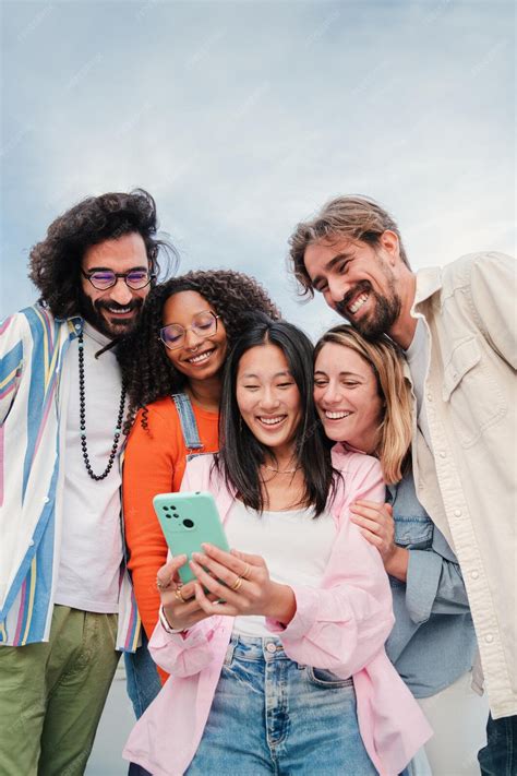 Premium Photo Vertical Portrait Of A Multiracial Group Of Young Adult