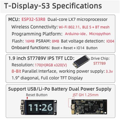 Lilygo®t Display S3 Esp32 S3 19นิ้ว St7789จอแสดงผล Lcd บอร์ดพัฒนา Wifi
