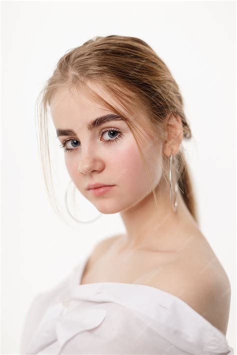 Premium Photo Cute Thoughtful Caucasian Teen Model Wearing Shirt