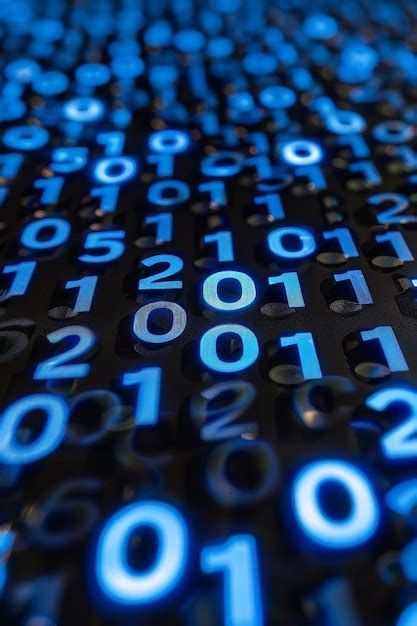 Binary Code Stream Blue Digits Flowing In Digital Space Abstract Technology Background Premium