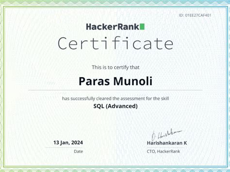 Paras Munoli On Linkedin Hackerrankcertified Hackerrank Sqlqueries