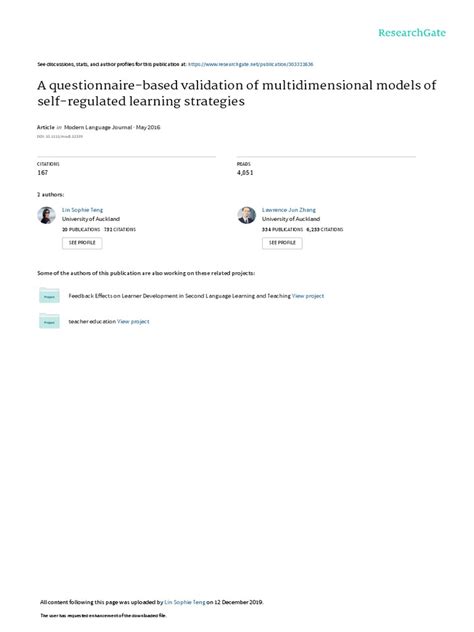 A Questionnaire Based Validation Of Multidimensional Models Of Self