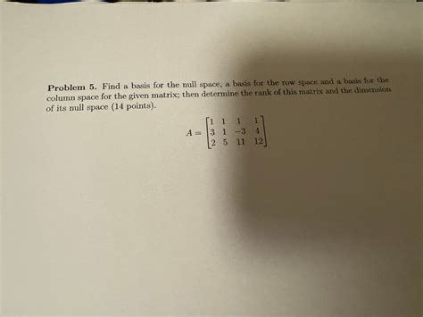 solved problem 5 ﻿find a basis for the null space a basis