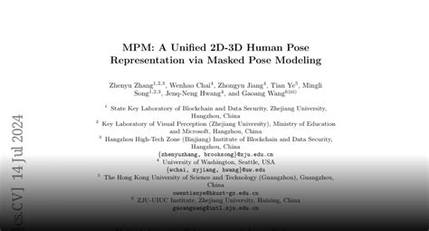 Paper Page Mpm A Unified 2d 3d Human Pose Representation Via Masked Pose Modeling