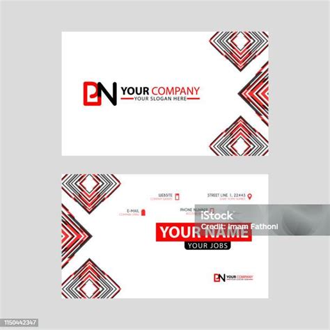 Pn 로고 문자와 수평 디자인과 빨간색과 검은 색 현대 명함 템플릿 Np 로고 템플릿 그림은 방문 페이지 웹 사이트 모바일 앱