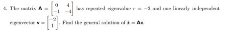 Solved The Matrix A 04 1 4 ﻿has Repeated Eigenvalue R 2