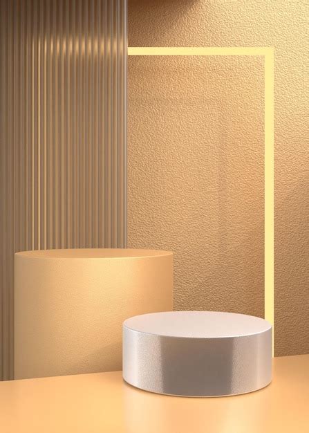 제품 프레젠테이션을 위한 추상 금 연단 배경 3d 렌더링 프리미엄 사진