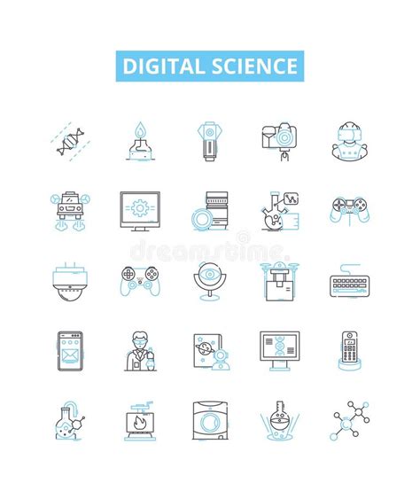 Digital Science Vector Line Icons Set Digital Science Technology Data Network Modeling