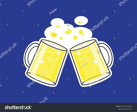 Two Beer Glasses Blue Background Vector Stock Vector Royalty Free