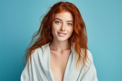 Premium Photo Young Pretty Redhead Girl Over Colorful Background In A