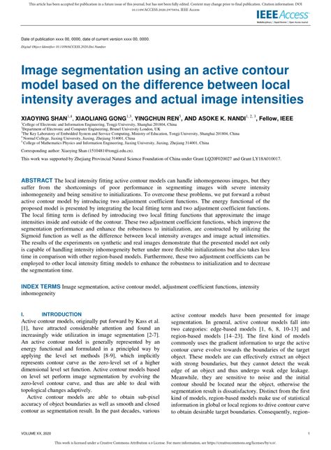 Pdf Image Segmentation Using An Active Contour Model Based On The Difference Between Local