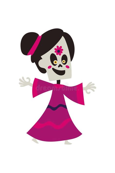 Dia De Los Muertos Woman Skeleton Stock Illustration Illustration Of