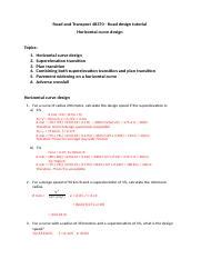 Horizontal Curve Solution Docx Road And Transport 48370 Road Design Tutorial Horizontal
