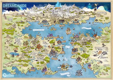 Fantasy Map Of The H P Lovecraft Dreamlands Poster Picture Metal