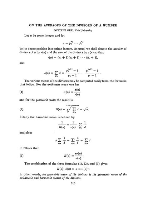 The Averages Of Divisors Exploring Number Theory