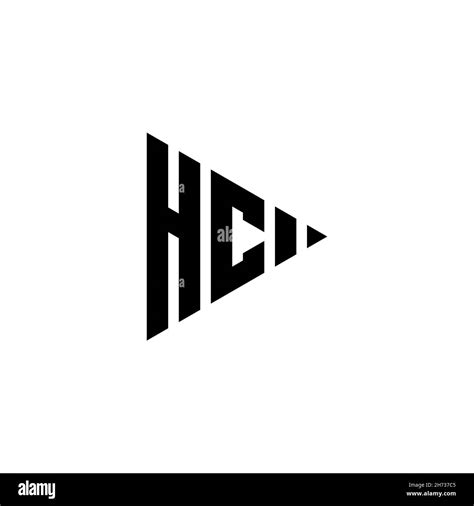 HC Monogram Logo Letter With Triangle Play Button Shape Style On Isolated Background Triangle