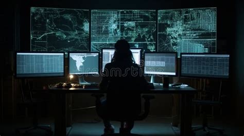 Programmer Working On A Project At Night In A Dark Office Generative