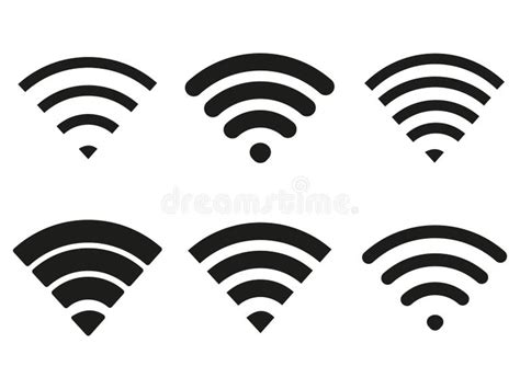 Wi Fi Icons Signal Strength Wireless Network Black Simple Symbols Stock Illustration