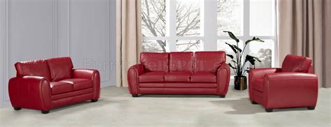 Red Bonded Leather Contemporary Sofa And Loveseat Set Woptions