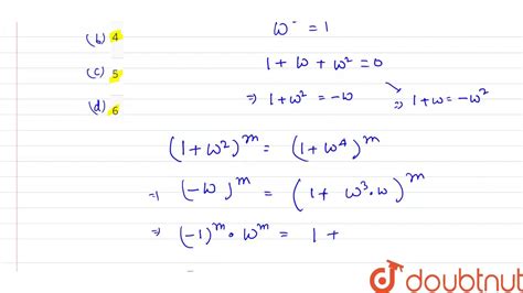 `omega` Is An Imaginary Cube Root Of Unity If ` 1 Omega 2 M 1 Omeg Youtube