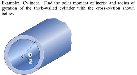 Solved Example Cylinder Find The Polar Moment Of Inertia And Radius Of Gyration Of The Thick