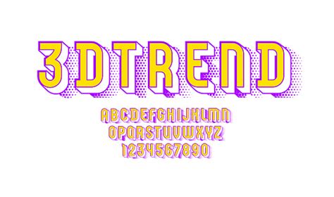팝 아트 3d 글꼴 트렌디 한 그래픽 알파벳 점 벡터 일러스트 10eps와 현대 문자와 숫자 인쇄기에 대한 스톡 벡터 아트 및