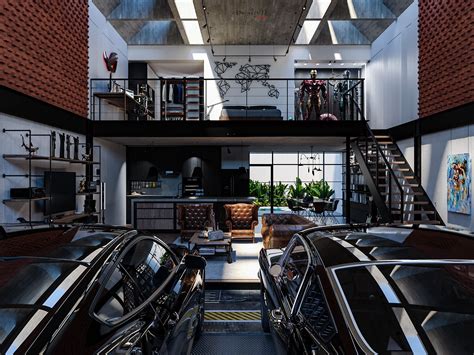 Modern Industrial Garage Loft Design Interior Del Garaje Casa De