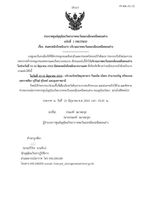สรุปลักษณะอากาศประจำวัน 15 มิถุนายน ที่นี่กระโทกโชคชัย