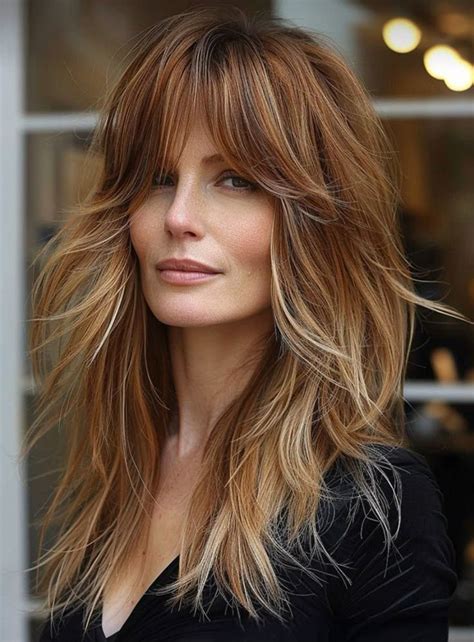 Long Shag Haircut 2025 19 Ideas For Women With Curtain Bangs Choppy
