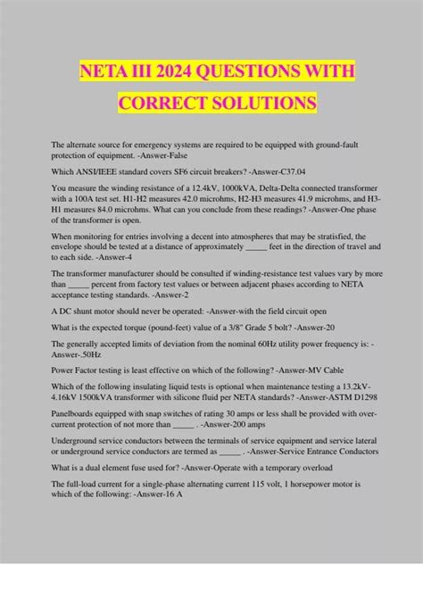 Neta Iii 2024 Questions With Correct Solutions Neta Iii Stuvia Us