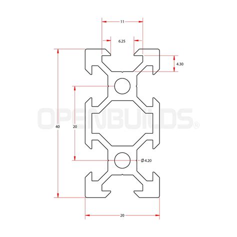 V Slot 20x40 Linear Rail Aluminum Extrusion Profile