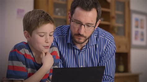 Father Son Using Touchscreen Tablet Stock Footage Video Royalty Free Shutterstock