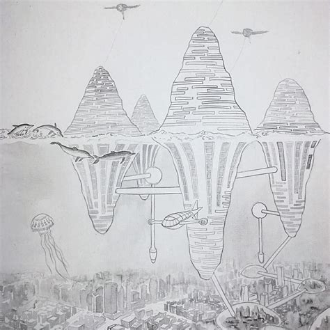 Underwater City Drawing With Pencil
