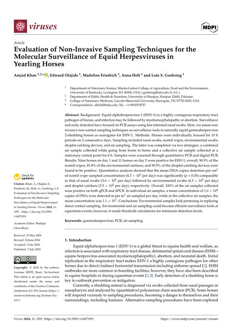 Pdf Evaluation Of Non Invasive Sampling Techniques For The Molecular