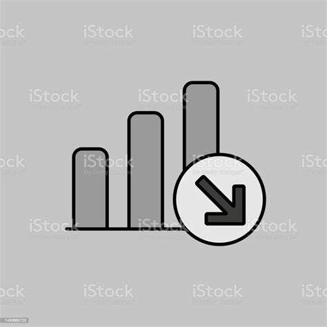 Decrease Outline Grayscale Icon Office Sign Stock Illustration