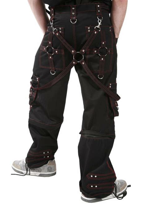 Mens Black And Red Gothic Bondage Transformer Pants Alternative Gothic