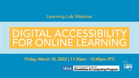 Digital Accessibility For Online Learning Webinar California Education Learning Lab